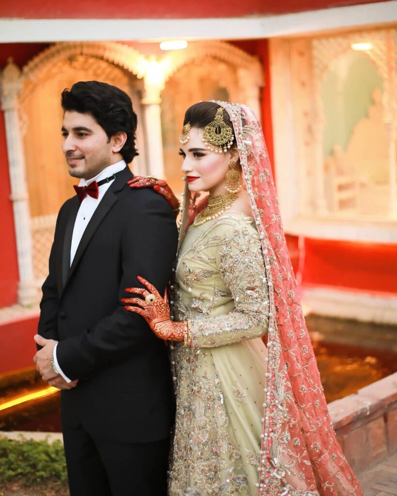 Pakistani Walima Long Trail Gown With Golden Embroidery